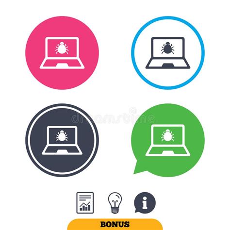Laptop Virus Sign Icon Notebook Software Bug Stock Vector