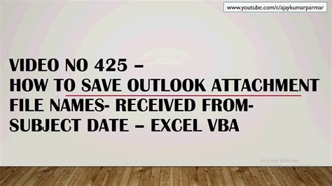 Learn Ms Excel Video 426 Vba Import Outlook File Names And Dates Youtube