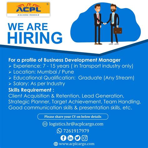 Acpl Avinash Cargo Pvt Ltd On Linkedin Hiring Pune Mumbai Transportation Logistics