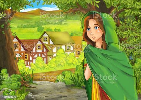왕자와 공주와 함께 농장 마을로 가는 길이 있는 만화 여름 장면 건축에 대한 스톡 벡터 아트 및 기타 이미지 건축 건축물 공주 Istock