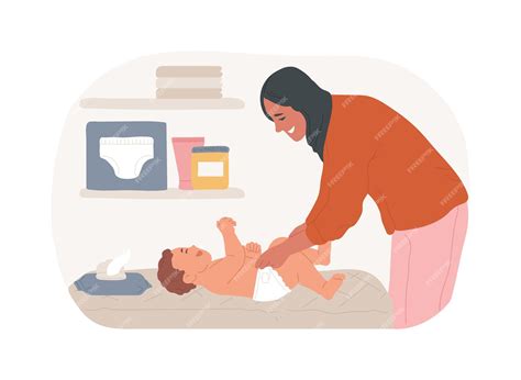 Ilustración Vectorial De Dibujos Animados Aislados Cambiando Pañales