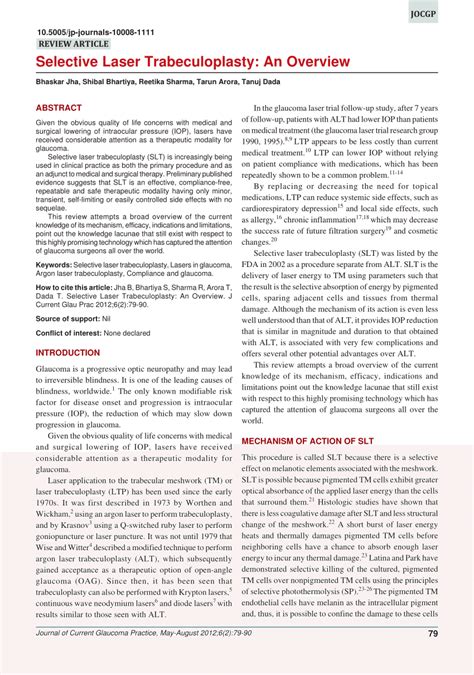 Pdf Selective Laser Trabeculoplasty An Overview
