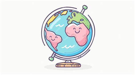 Cute Cartoon Globe With A Smiling Face Colorful Continents Premium Ai Generated Image