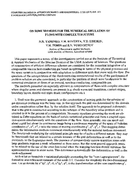 Pdf Numerical Simulation Of Complex Gas Flows