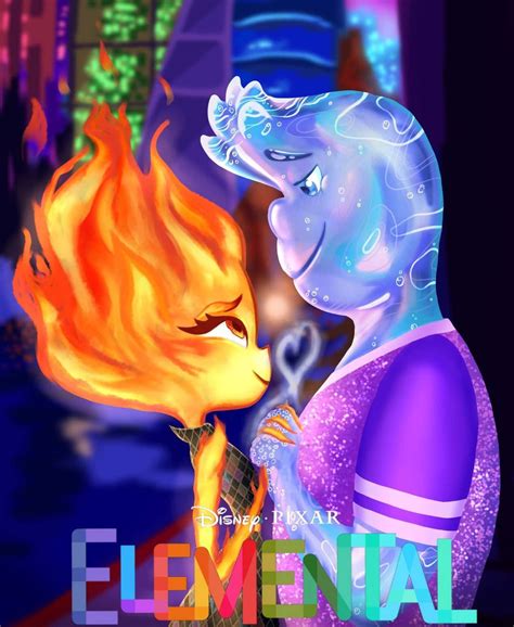 Download Elemental Fireand Water Characters Embrace Wallpaper