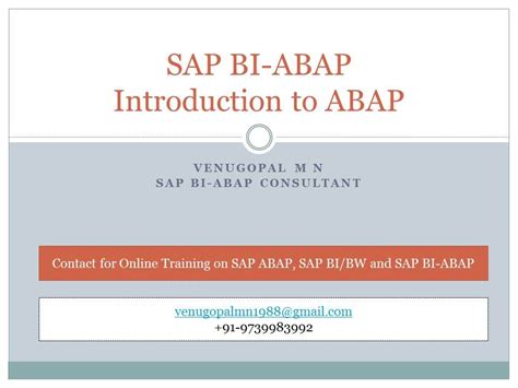 Sap Bi Abap Introduction To Abap For Bibw Consultant Youtube