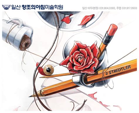 기초디자인 일산창조의아침 수원대 실기대회 최우수상 금상 수상작 일산창아 기디 일산미술학원 창조의아침 극사실 머그컵 장미 연필 밧줄 하이퍼리얼 미술실 캐릭터 일러스트 조형