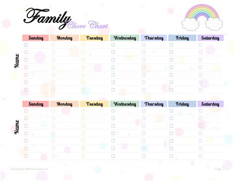 Printable Rotating Chore Chart Template Wordlayouts