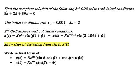 Find The Complete Solution Of The Following Nd ODE Chegg Com