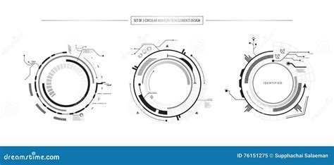 Abstract Set Of 3 Hud Elements Icon Hi Tech Object Design Stock Vector