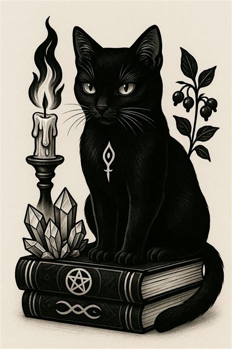 Gothic Cat In 2025 Black Cat Art Black Cat Tattoos Cat Tattoo