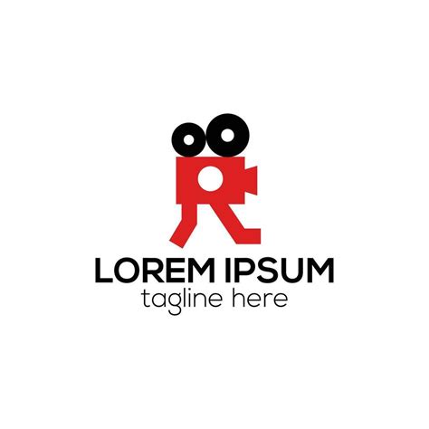 Initials Letter R With Camera Logo R Letter Film Strip Logo Design Vector Template