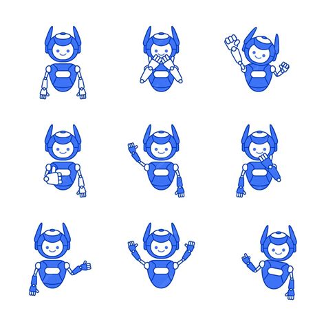 Premium Vector Robot Character Pose Vector Illustration Robot Cartoon Gesture Set Illustration