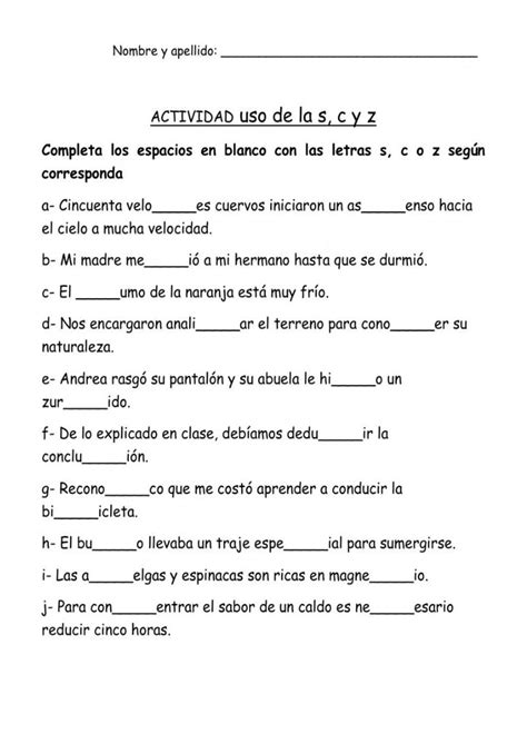Uso de la c,s,z - ortografía aprender a escribir c, s, z - Lengua ...