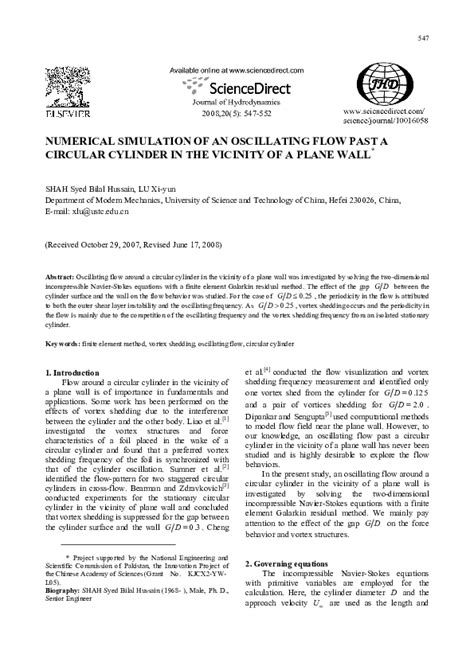 Pdf Numerical Simulation Of An Oscillating Flow Past A Circular