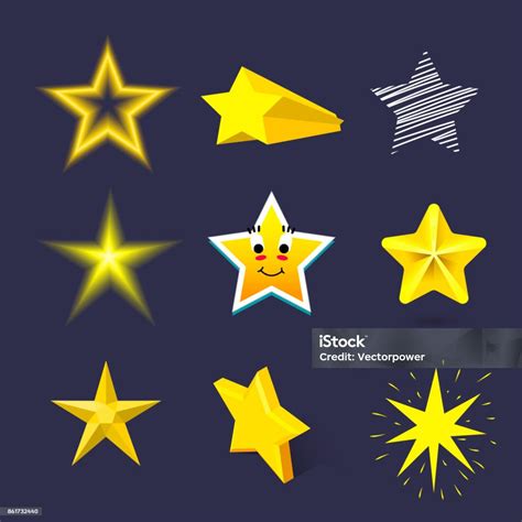 파란색 배경에 다른 스타일 모양 실루엣 반짝 스타 아이콘 컬렉션 벡터 일러스트 그래픽 프린트에 대한 스톡 벡터 아트 및 기타 이미지 그래픽 프린트 그리기 금 금속