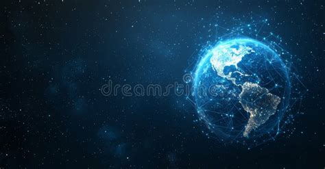 The Night Earth Global Virtual Internet World Connection Of Digital Communication And Worldwide