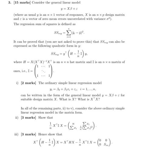 Solved Marks Consider The General Linear Model Chegg