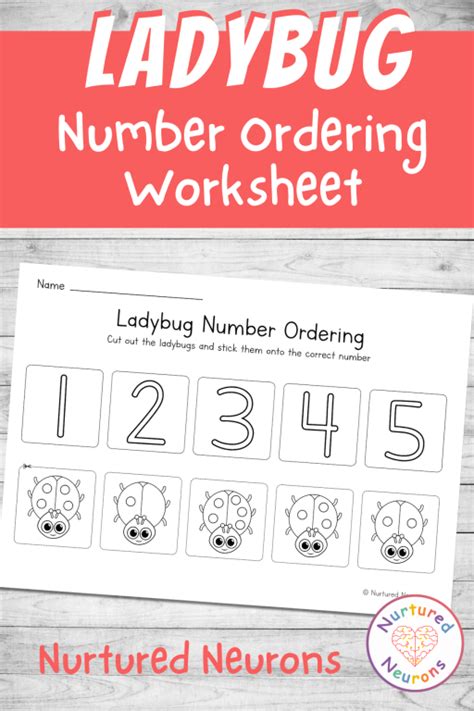 Ladybug Number Ordering Worksheet 1 5 Cut And Stick Nurtured Neurons