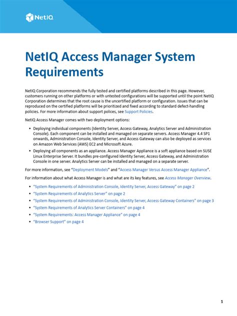 Netiq Access Manager 50 System Requirements Pdf