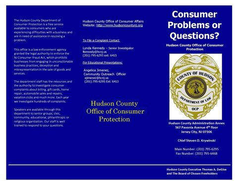 Consumer Problems Or Questions Brochure