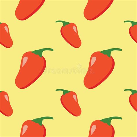 Chili Seamless Pattern Vector Illustration Hot Chili Peppers Seamless