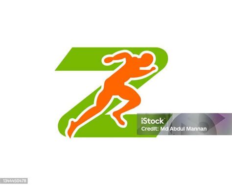 레터 Z 로고에 스포츠 런닝 맨 프론트 뷰 마라톤 템플릿 러닝 클럽 또는 스포츠 클럽 로고를위한 런닝 맨 실루엣 로고 템플릿
