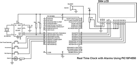 real time clock with 2 alarms using pic18f4550 and ds1307 ccs c