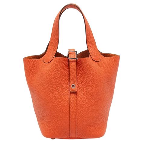 Hermès Sac Picotin Lock 18 En Cuir Feu Clemence En Vente Sur 1stdibs