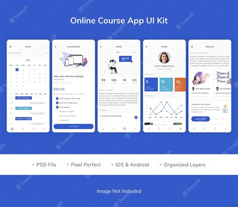 premium psd online course app ui kit