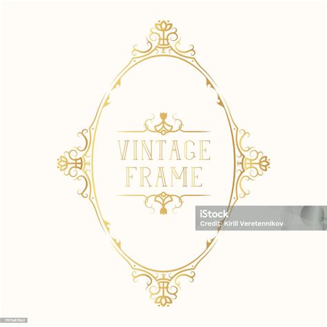 황금 빈티지 웨딩 테두리입니다 타원형 골드 로얄 프레임 벡터 절연 빅토리아 요소입니다 잎에 대한 스톡 벡터 아트 및 기타 이미지 잎 타원형 프레임 Istock