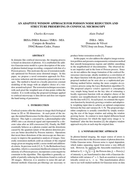 Pdf An Adaptive Window Approach For Poisson Noise Reduction And