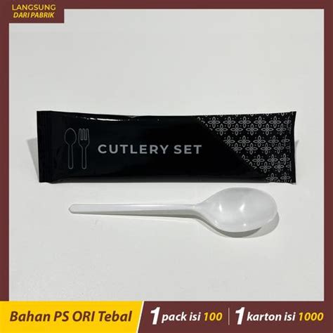 Jual Sendok Garpu Set Plastik Sendok Garpu Putih Susu Set Sendok