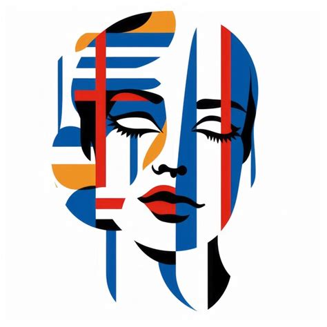 평행 터 추상 현대 여성 얼굴 일러스트레이션 프리미엄 사진