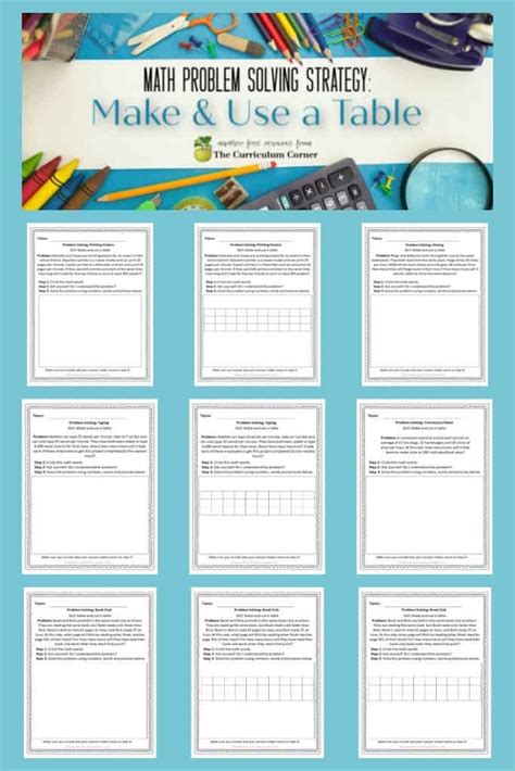strategy making and using a table the curriculum corner 4 5 6