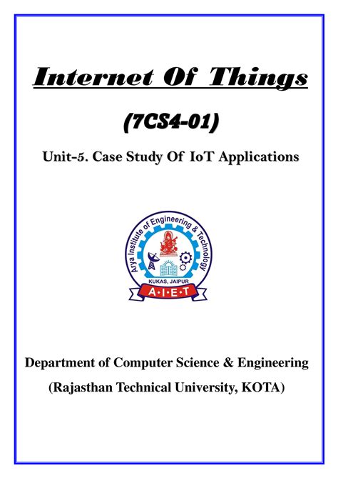 7CS4 IOT Unit 5 The Best Handwritten Notes Internet Of Things 7CS4 01 Unit 5 Case Study