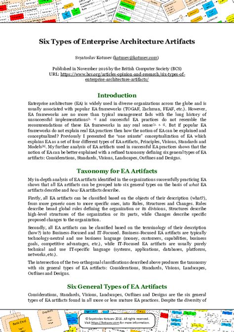 Pdf Six Types Of Enterprise Architecture Artifacts