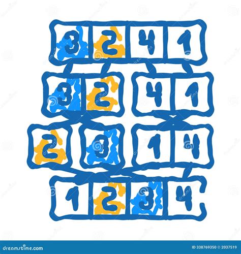 Mergesort Algorithm Icon Doodle Illustration Stock Vector