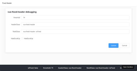 Vue Fixed Header Demo Codesandbox