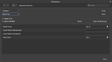 Ad Shortcut For Close Curve Probably Missing In Node Tool Feedback For Affinity Designer