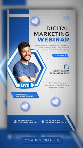 디지털 마케팅 라이브 웨비나 및 워크샵 소셜 미디어 Facebook 및 Instagram용 스토리 템플릿 프리미엄 Psd 파일