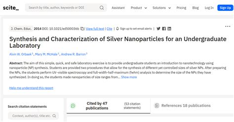 Synthesis And Characterization Of Silver Nanoparticles For An Undergraduate Laboratory