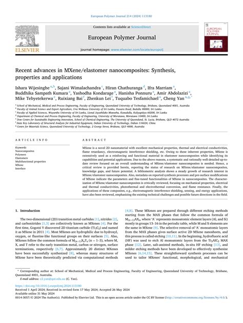 Pdf Recent Advances In Mxeneelastomer Nanocomposites Synthesis