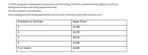 Solved Write A Program To Determine The Price For A Chegg