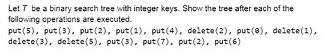 Solved Let T Be A Binary Search Tree With Integer Keys Show
