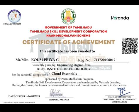 Cloud Aws Learning Certificate Kousi Priya C