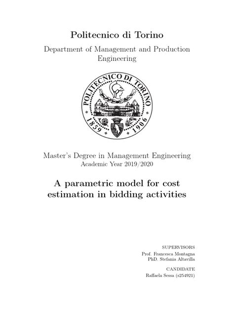 A Parametric Model For Cost Estimation In Bidding Activities Pdf A Parametric Model For Cost Estimation In Bidding Activities Pdf