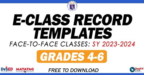 Deped E Class Record Templates Grades 4 6 Sy 2023 2024 Deped Click