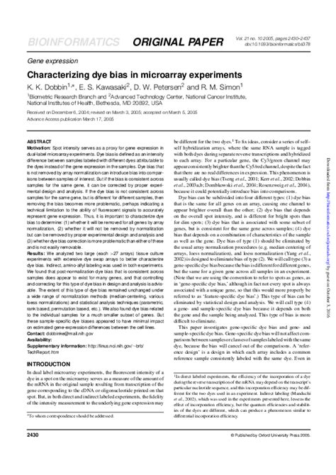 Pdf Characterizing Dye Bias In Microarray Experiments