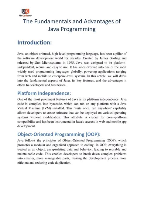 Ppt The Fundamentals And Advantages Of Java Programming Powerpoint